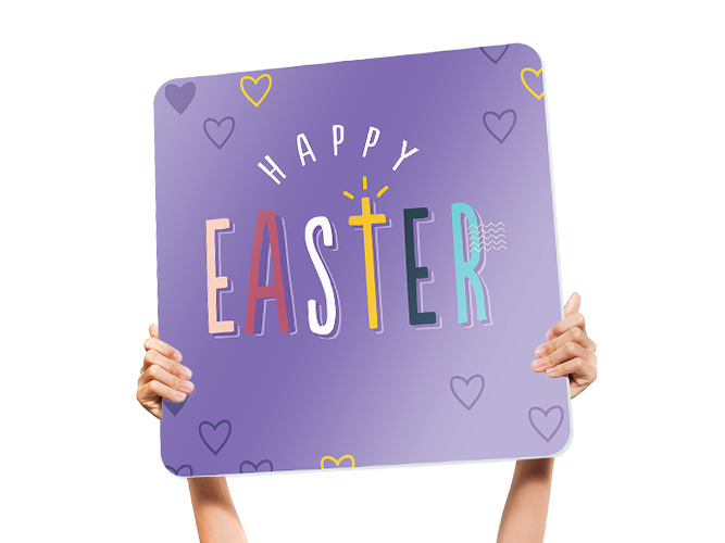 Happy Easter Collection — Fun Handheld Church Welcome Signs | Made in USA